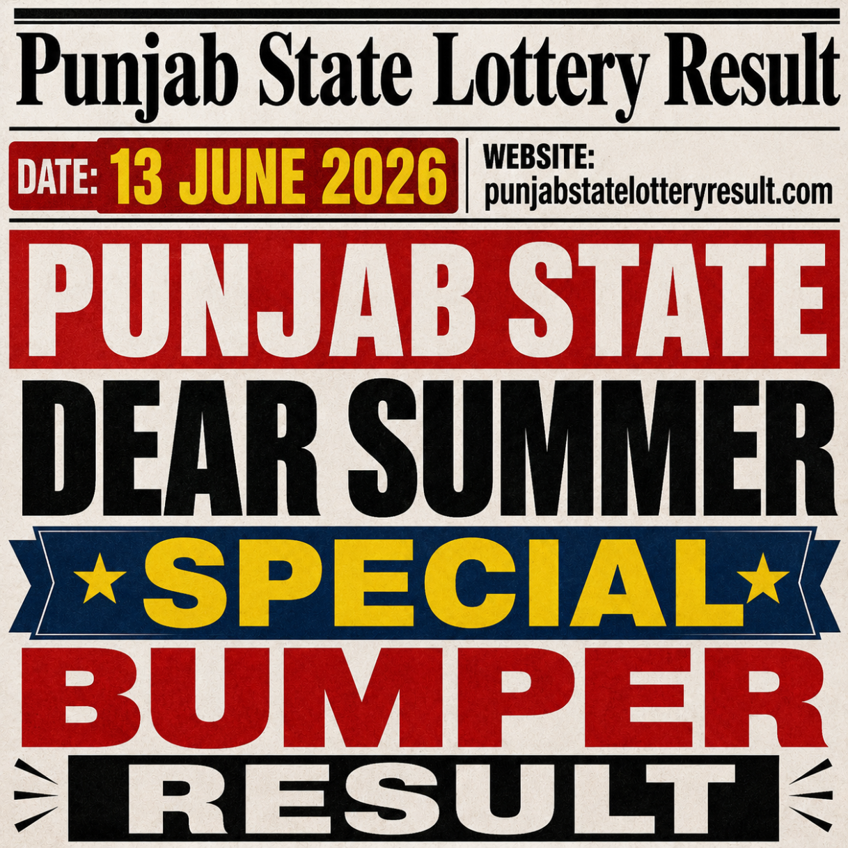 Punjab State Dear Summer Special Bumper Lottery Result 2026